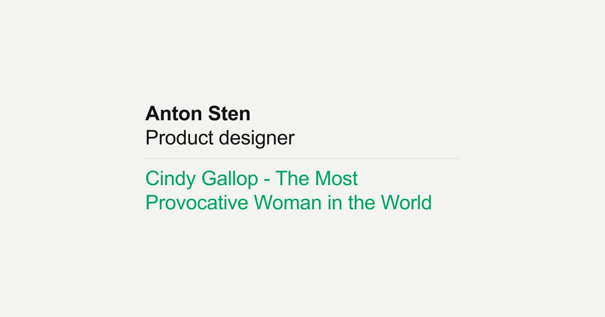 Cindy Gallop - The Most Provocative Woman in the World – Anton Sten